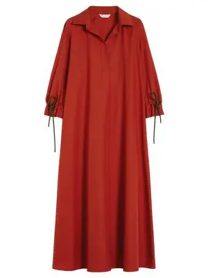 Max Mara Oversized Cotton Poplin Maxi Dress - Red