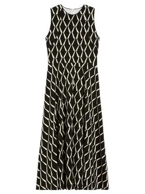 Max Mara Flared Printed Jersey Dress - Black