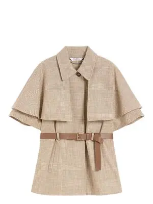 Max Mara Glen Plaid Cotton Cloak - Tobacco