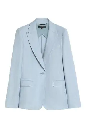Max Mara Linen Canvas Blazer - Light Blue