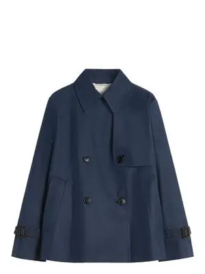 Max Mara Cropped Gabardine Trench Coat - Navy