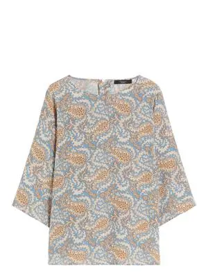 Max Mara Printed Silk Crêpe De Chine Blouse - Light Blue