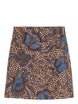 Max Mara Printed Stretch Cotton A-line Skirt - Tobacco
