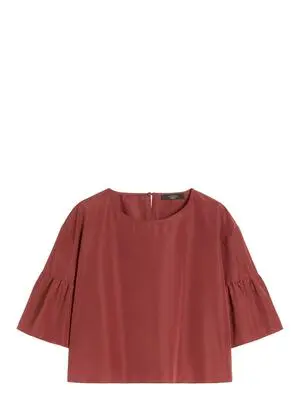 Max Mara Cotton Taffeta Cropped Blouse - Cherry