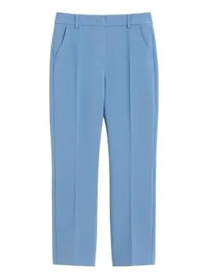 Max Mara Double-faced Viscose Canvas Trousers - Light Blue