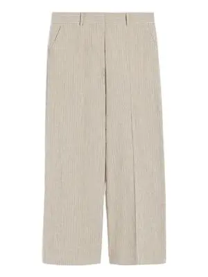 Max Mara Cotton And Linen Seersucker Ankle Trousers - Sand