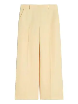 Max Mara Linen Canvas Wide Leg Trousers - Light Yellow