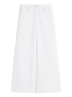 Max Mara Cotton Drill Wide-leg Trousers - White