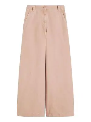 Max Mara Cotton Canvas Wide-leg Trousers - Pink