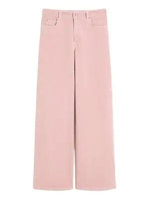 Max Mara Cotton Drill Wide-leg Trousers - Pink