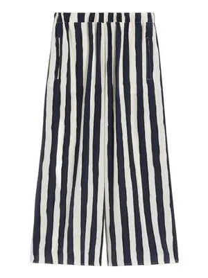 Max Mara Printed Crêpe De Chine Trousers - Navy