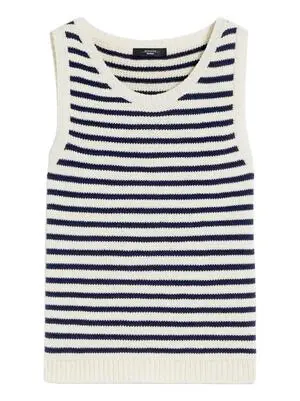 Max Mara Ribbed Sleeveless Cotton Jumper - Navy