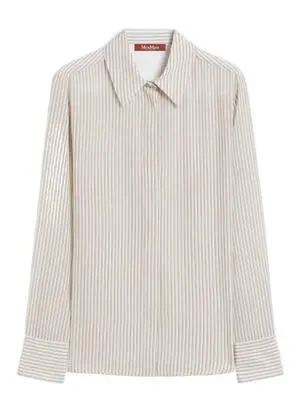 Max Mara Printed Crepe De Chine Shirt - Camel