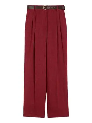Max Mara Wide-fit Linen Twill Trousers - Brick Red