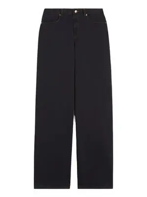 Max Mara Cotton Satin Baggy Trousers - Navy