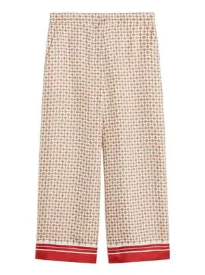 Max Mara Printed Wide-leg Silk Trousers - Red