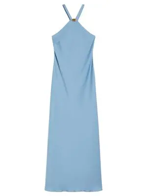Max Mara Lightweight Satin Maxi Dress - Light Blue