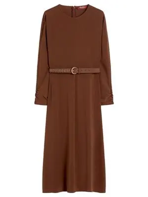 Max Mara Cady Flared Midi Dress - Chocolate