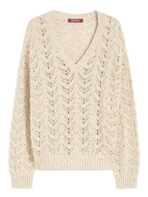Max Mara Cotton Yarn And Sequin Sweater - Beige