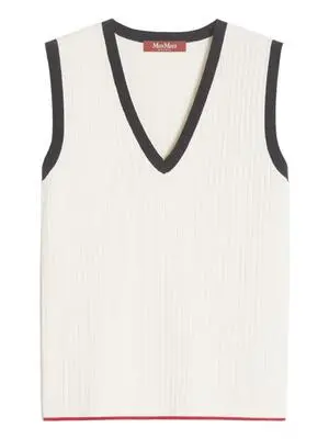 Max Mara Viscose-blend Yarn Tank Top - White Blue