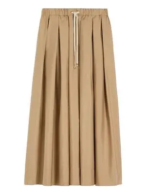 Max Mara Cotton Poplin A-line Pleated Skirt - Desert