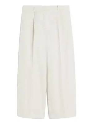 Max Mara Cotton Poplin Wide Leg Trousers - Ice