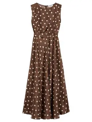 Max Mara Patterned Twill Maxi Dress - Brown