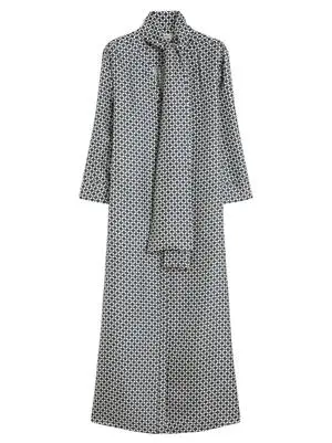 Max Mara Printed Silk Twill Maxi Dress - Midnightblue