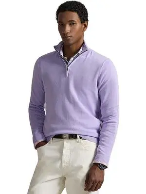 Polo Ralph Lauren Cotton Quarter Zip Mockneck Sweater - Purple