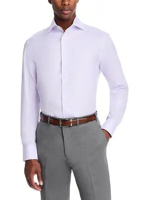 CANALI Regular Fit Micro Textured Solid Dress Shirt