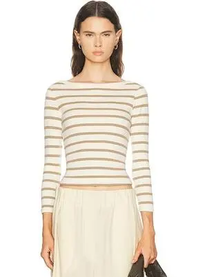 Citizens Of Humanity Boat Neck Slim Tee - Ginger Stripe