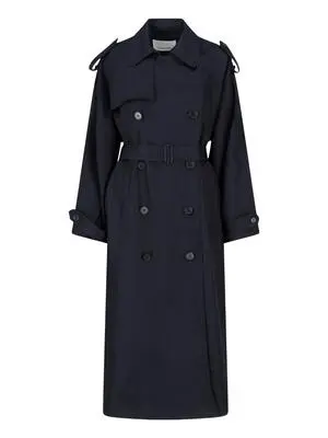 THE FRANKIE SHOP Veyron Double-breasted Trench Coat - Black