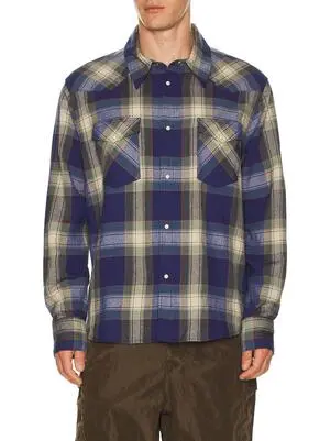 Visvim Four Corners Check Long Sleeve Shirt - Blue