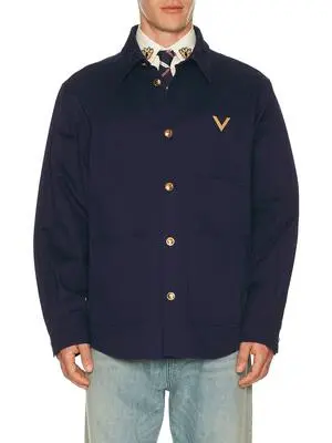 Valentino Garavani Classic Cotton Gabardine Jacket - Blue