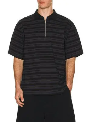 Sacai Horizontal Stripe T-shirt In Black - Black & Navy