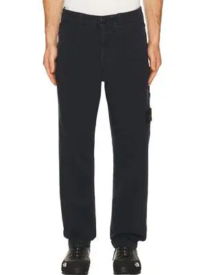 Stone Island Flat Front Trousers - Navy Blue