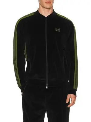 Needles Rib Collar Track Jacket Cpe Velour - Black
