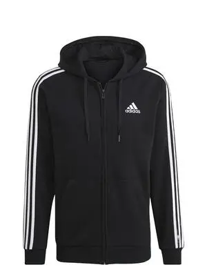 Adidas Essentials Fleece 3-stripes Full-zip Hoodie - Black