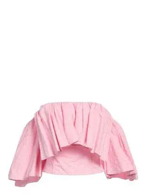 Dixie Cotton Off-the-shoulder Top - Pink