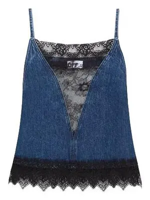 OFF-WHITE™ Denim And Lace Top - Blue