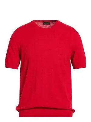 ROBERTO COLLINA Knitted Crewneck Short Sleeve Top - Red