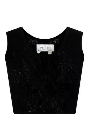 Philipp Plein Jewel-detail Monogram Tank Top - Black