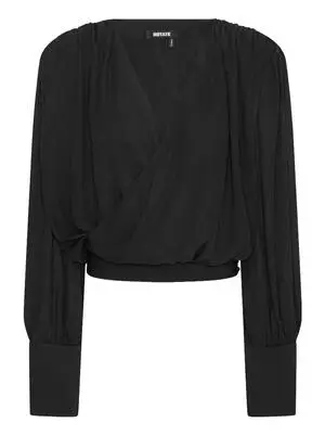 Remain Birger Christensen Long Sleeve V-neck Blouse - Black