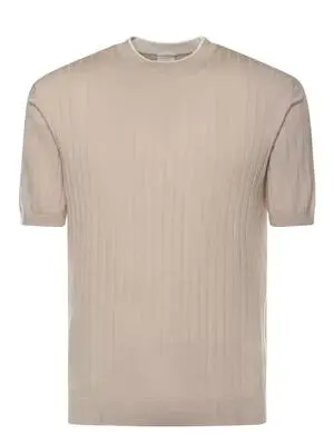 Eleventy Cotton Ribbed T-shirt - Neutrals