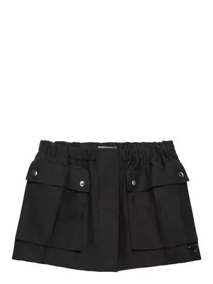 Prada Flap-pocket Drawstring Mini Skirt - Black