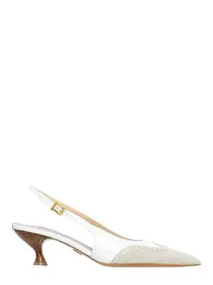 Thom Browne Brogue-detailed Slingback Pumps - White