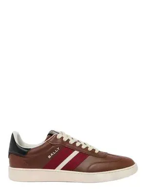 Bally Crest Striped Leather Sneakers - Brown