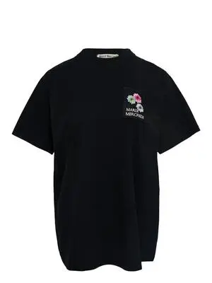 MARDI MERCREDI LES PETITES Flower-patch T-shirt - Black