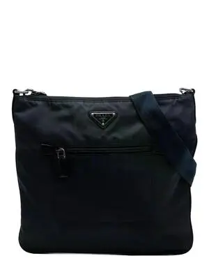 Prada Tessuto Zip Top Crossbody Bag - Black