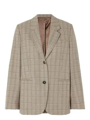 TOTEME Checked Wool Blazer - Mushroom